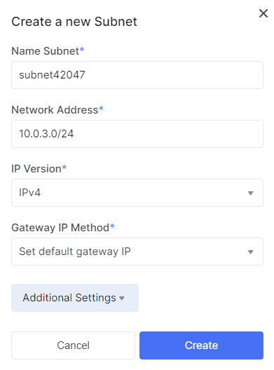 Manage subnet | OneCloudPlanet's Documentation